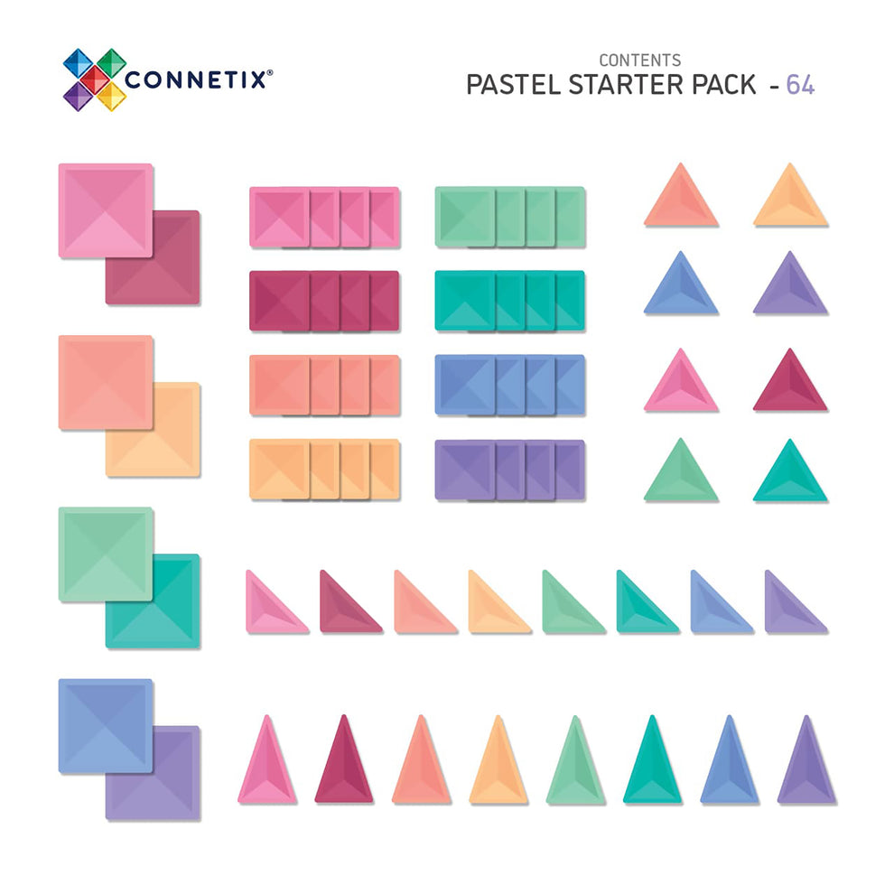 Connetix Tiles - 64 Piece Pastel Starter Pack | Scandiborn