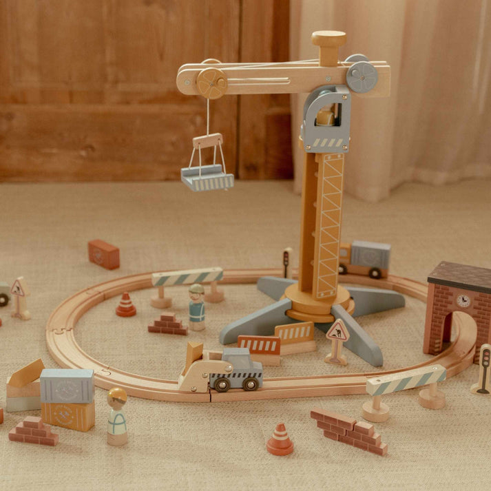 Little Dutch Wooden Train Track Crane Set | Scandiborn