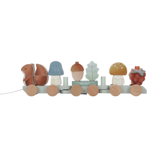 Little Dutch Squirrel Wooden Stacking Train - Forest Friends – Scandiborn